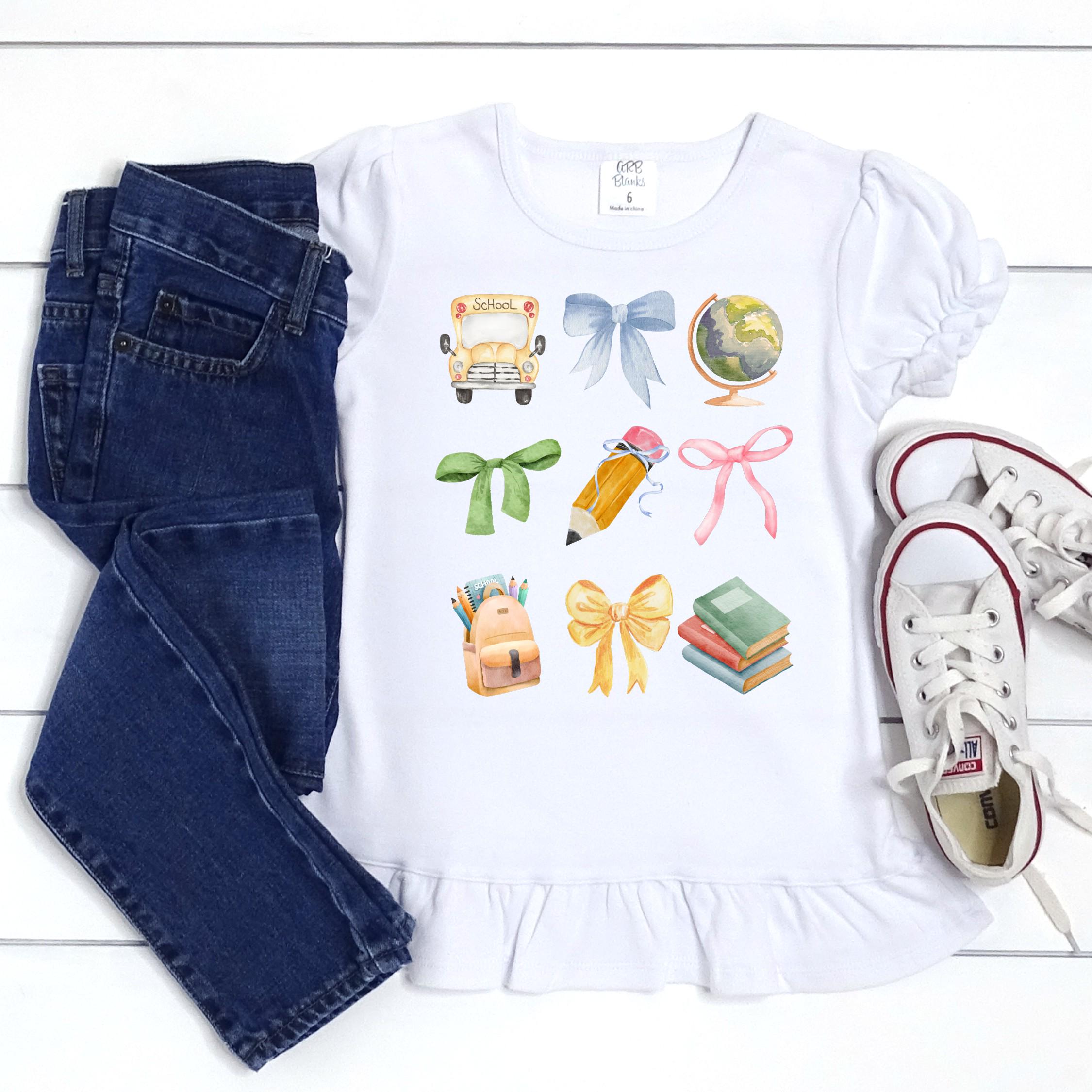 Back to School, Watercolor Coquette, Bow, School Bus, Preppy, School ...