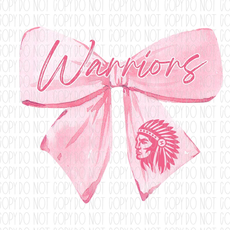 Warriors Pink Mascot, Pink Coquette Bow, Watercolor, Preppy, Png ...