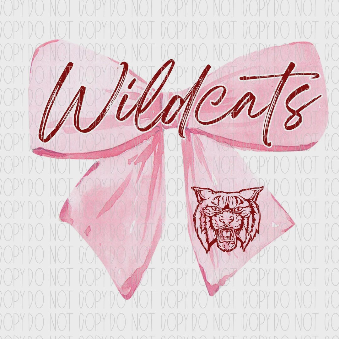 Wildcats Pink Mascot, Pink Coquette Bow, Watercolor, Maroon Wildcats ...