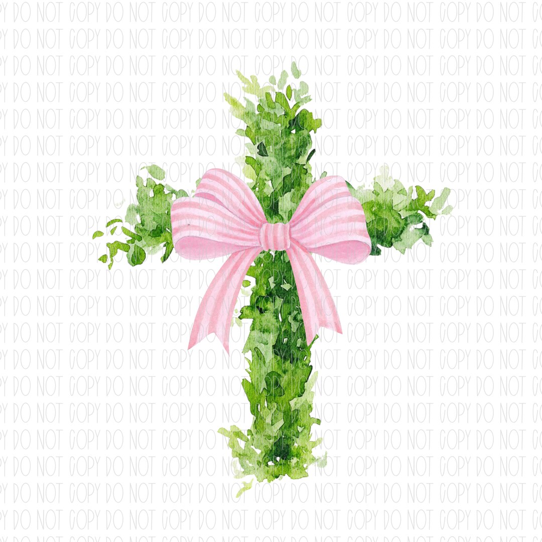 Watercolor Cross, Boxwood Cross, Preppy Cross, Cross Coquette Bow, Pink ...