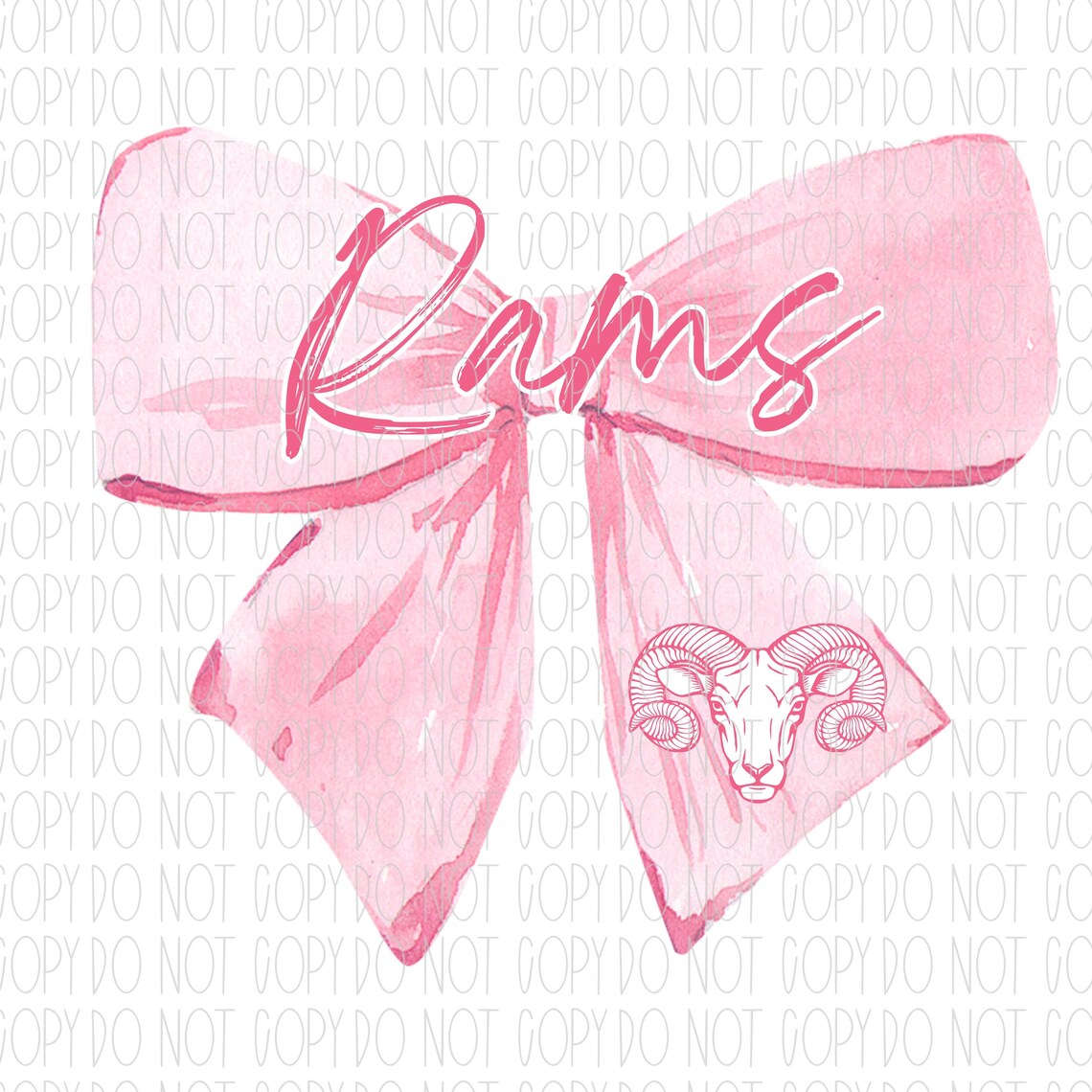 Rams Pink Mascot, Pink Coquette Bow, Watercolor, Preppy, Sublimation ...