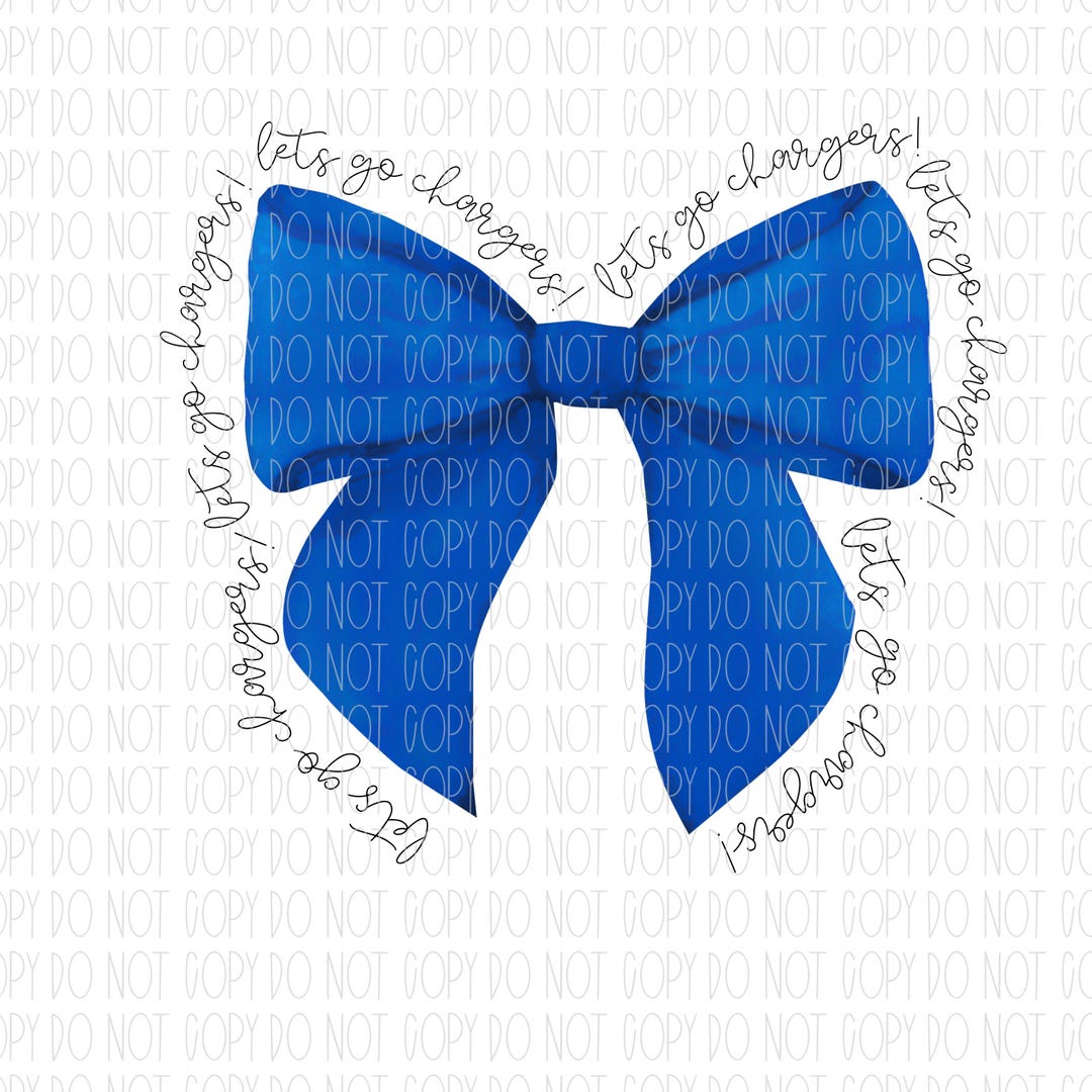 Lets Go Chargers, Mascot Coquette, Mascot, Chargers, Watercolor Bow ...