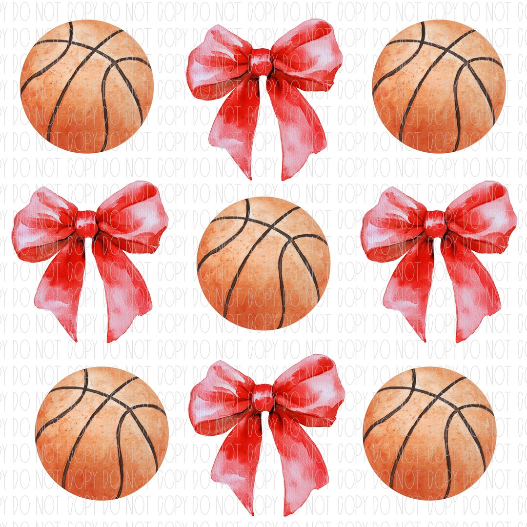 Basketball With Bow, Basketball Team, Watercolor Basketball, Spirit ...