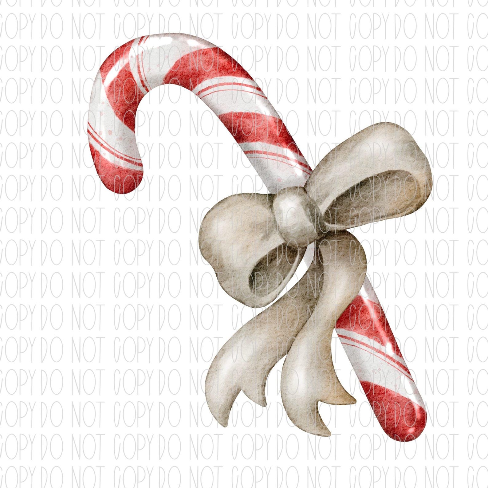 Christmas Coquette, Candy Cane, Preppy, Watercolor Bow, Png ...