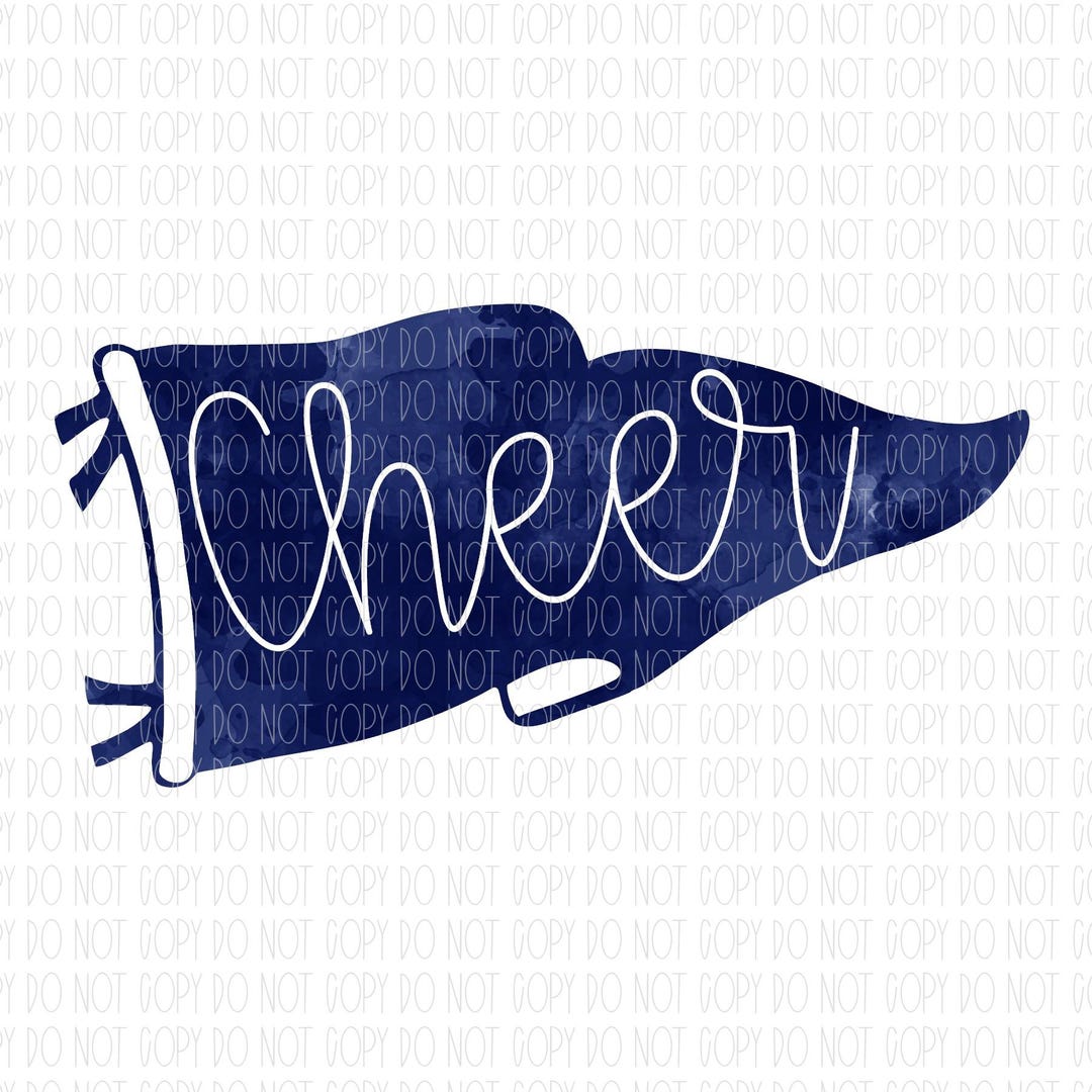 Cheer Pennant Flag, Watercolor Pennant Flag, Vintage Pennant Flag, Blue ...