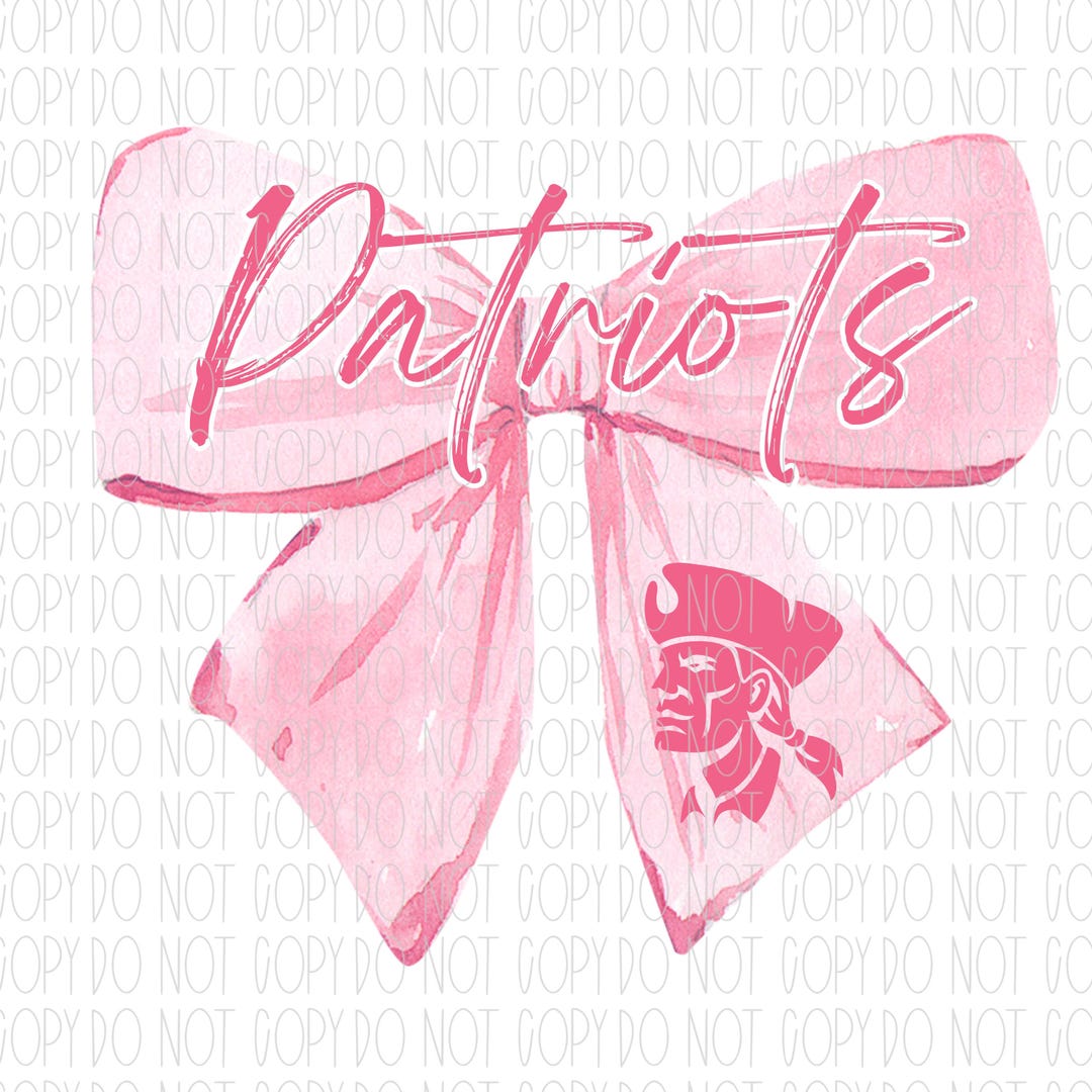 Patriots Pink Mascot, Pink Coquette Bow, Watercolor, Preppy, Png ...