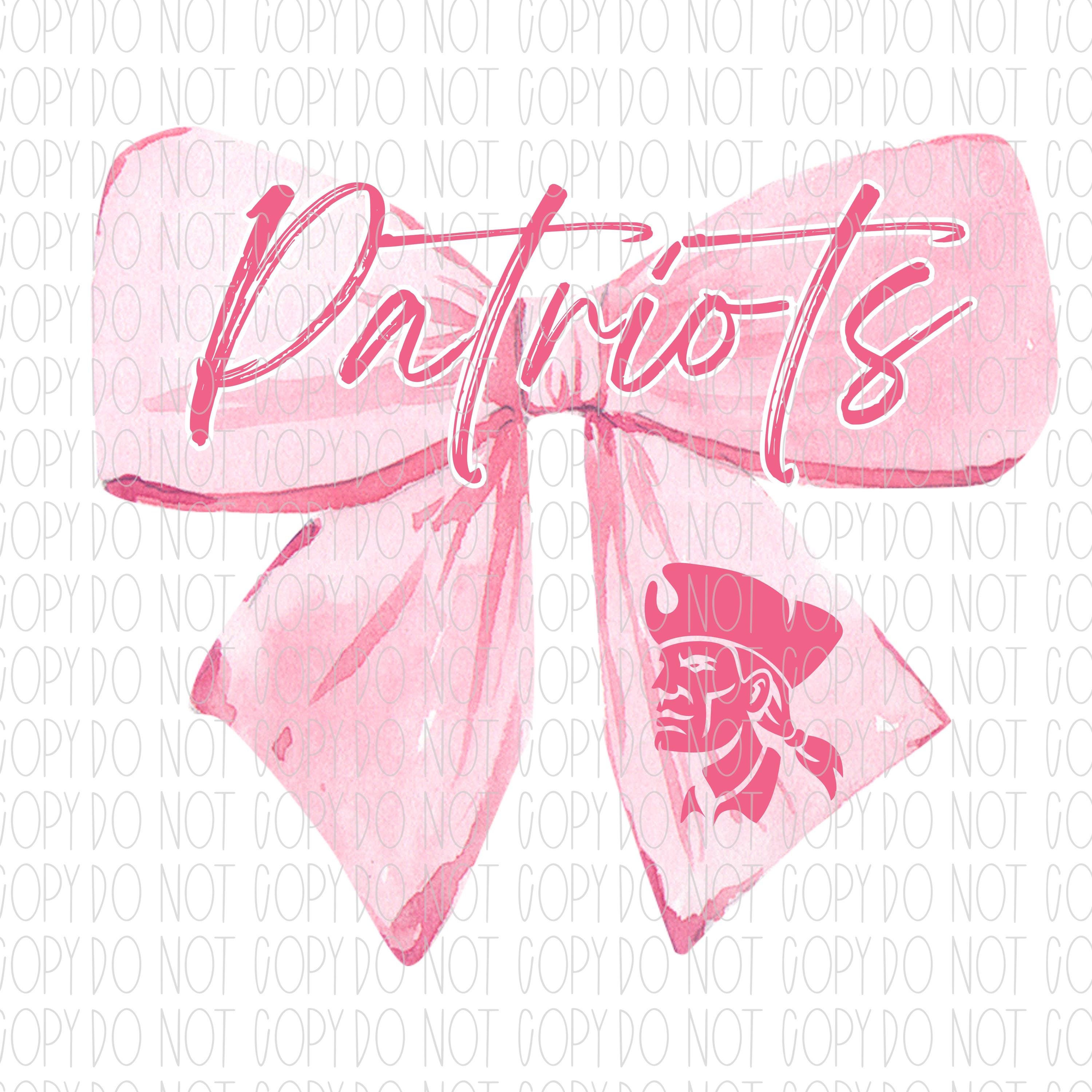 Patriots Pink Mascot, Pink Coquette Bow, Watercolor, Preppy, Png ...