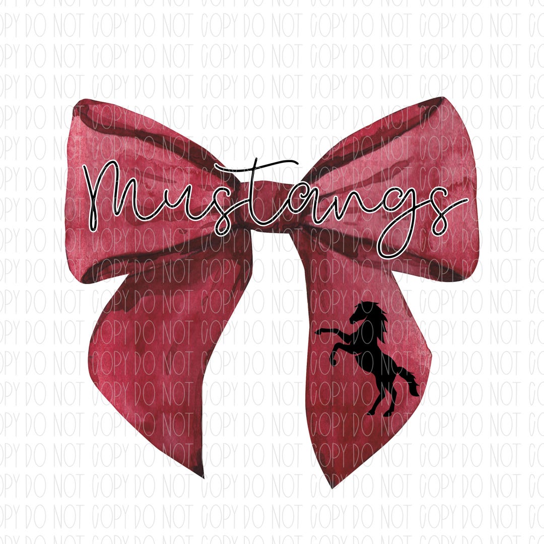 Mustangs Mascot, Maroon Coquette Bow, Watercolor, Mustangs, Preppy ...