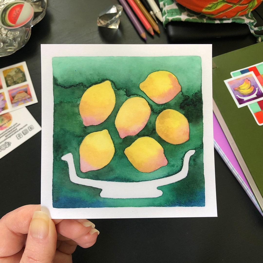 Lemon Offerings - 4.75” X 4.75” Square Print, Art Card, Wall Decor or ...