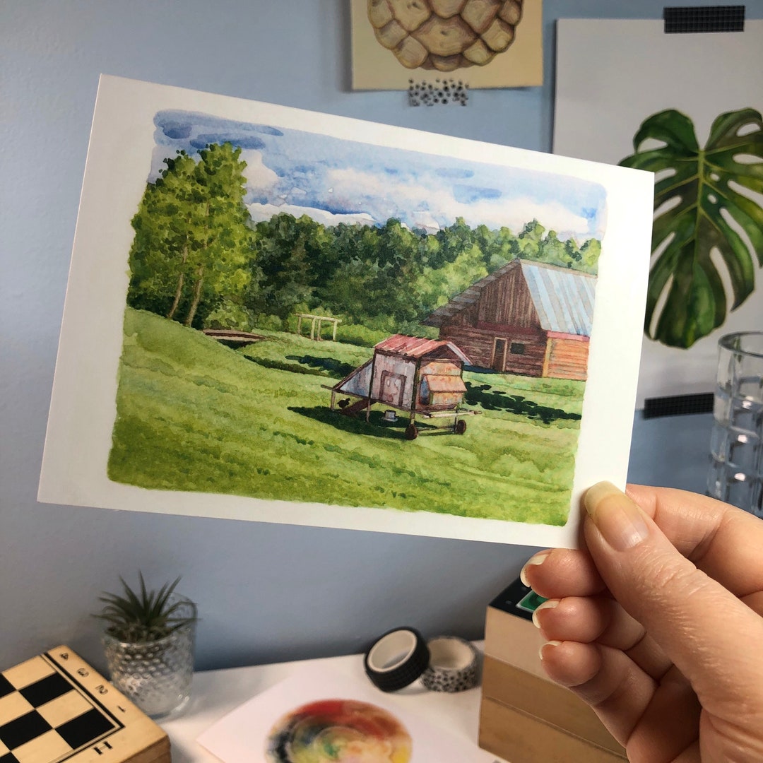 Greeting Card of ‘chicken Tractor’ by Jessica Lied. 4” X 6” Card With ...