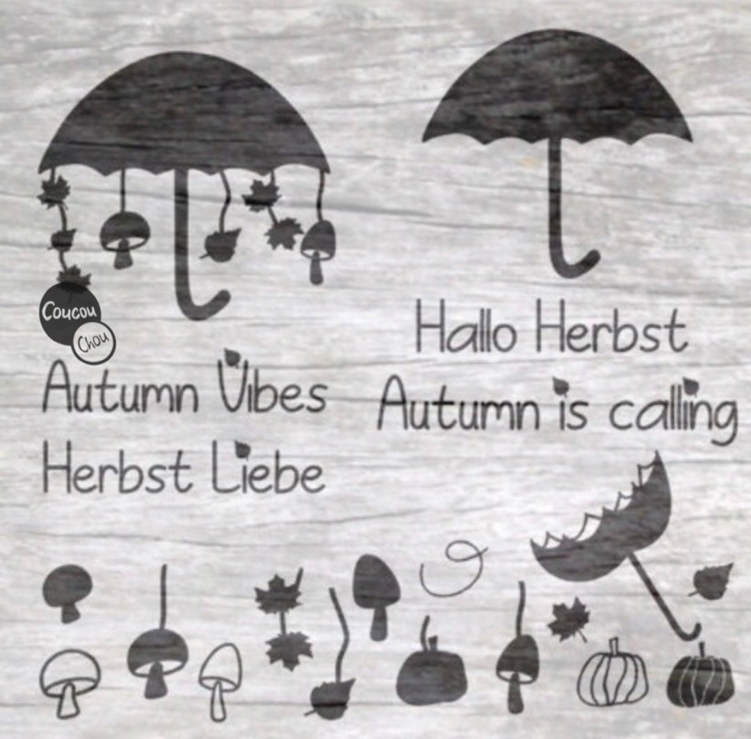 Plotter File Autumn Umbrella Svg Dxf, Autumn Decoration Svg, Plotter ...