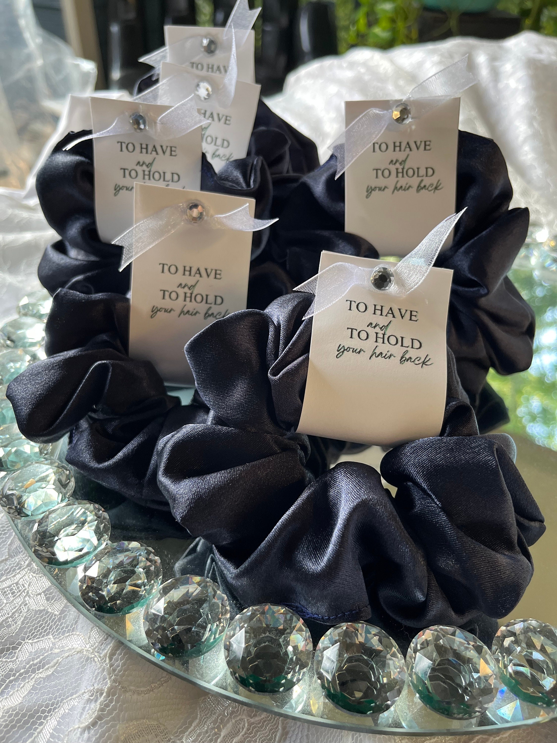Navy Blue Satin Scrunchies: Silky Hair Accessories - Etsy