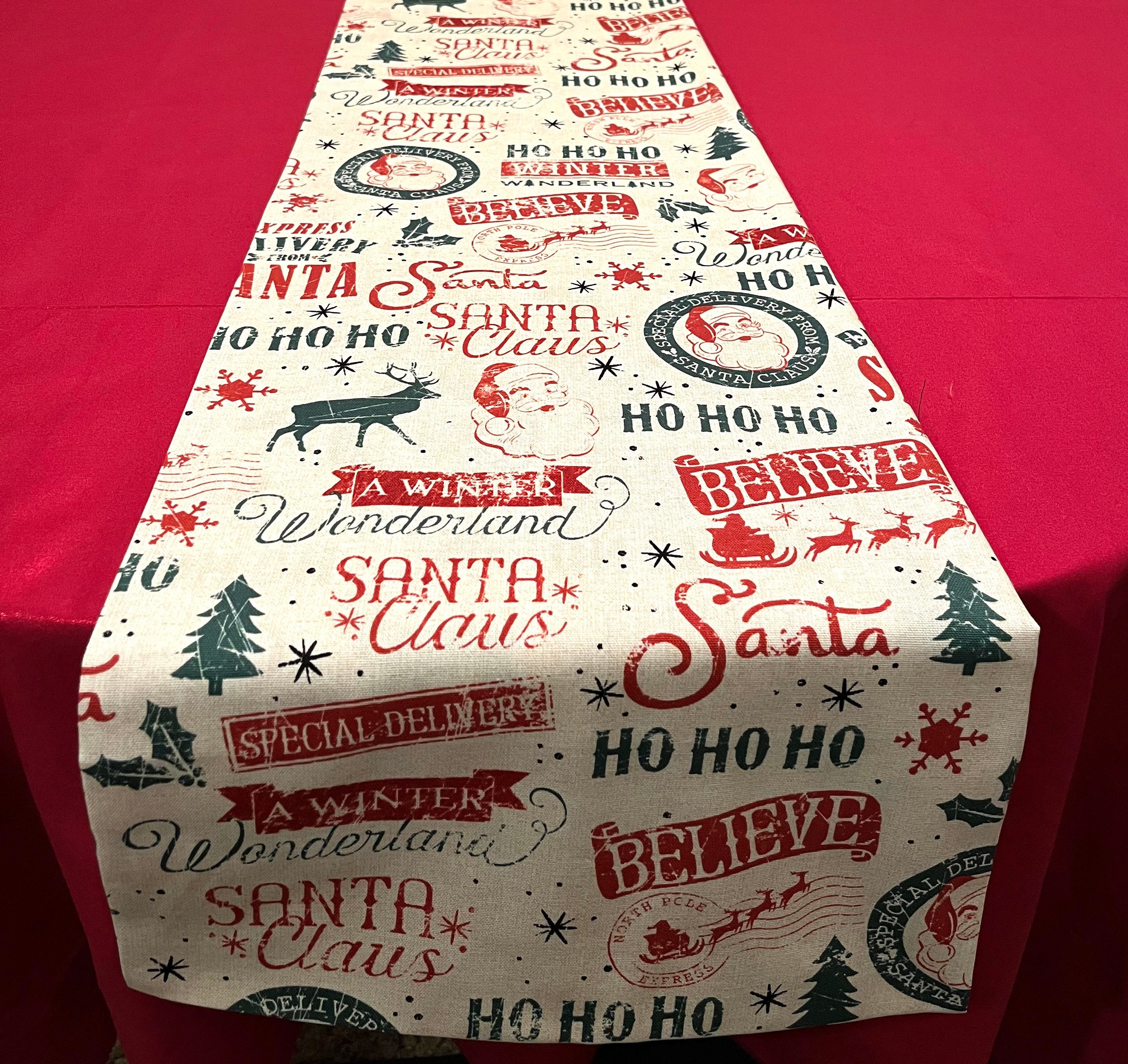 Cream Table Runner, Christmas Runner, Believe Christmas Runner, Red ...