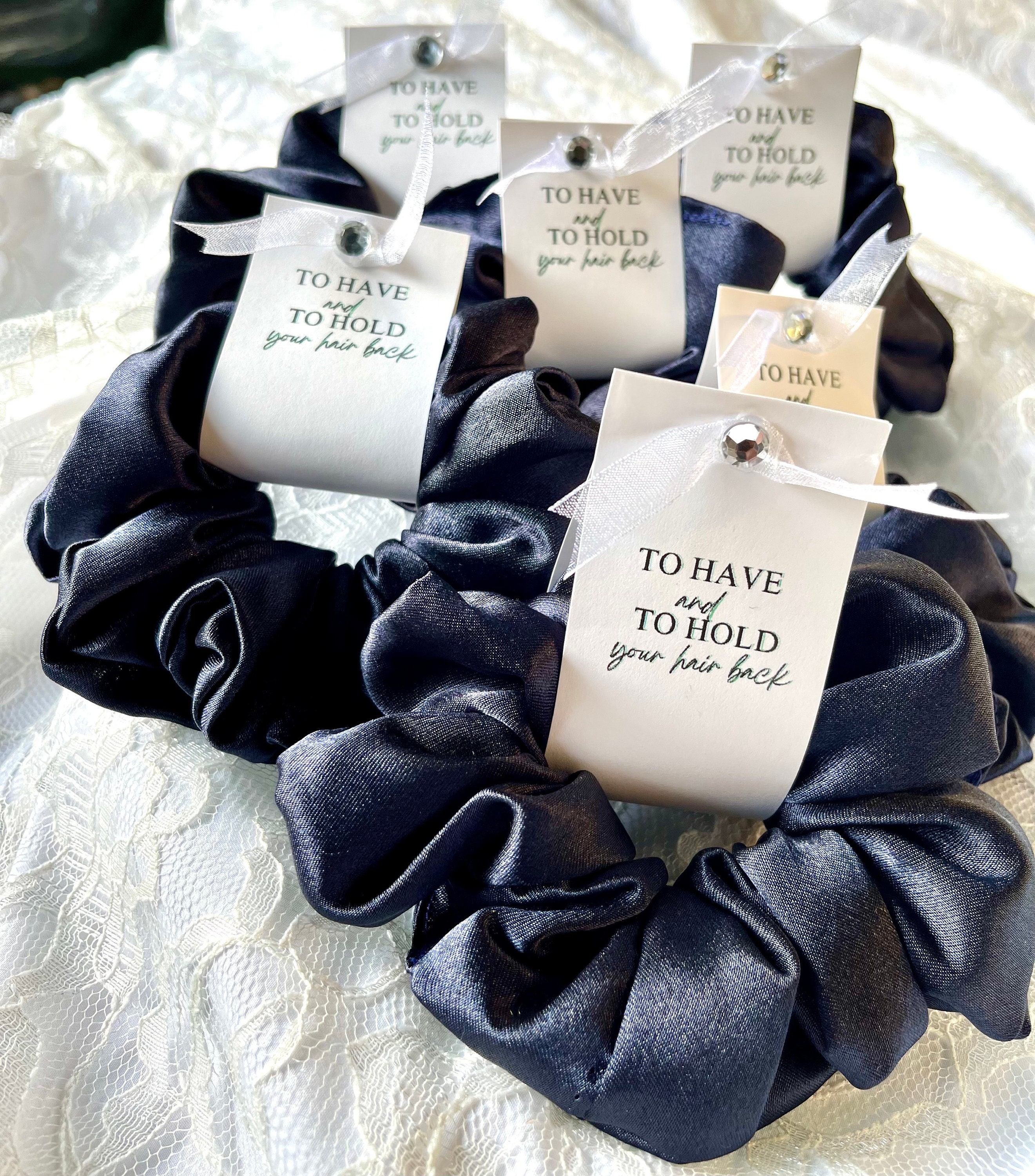 Navy Blue Satin Scrunchies: Silky Hair Accessories - Etsy