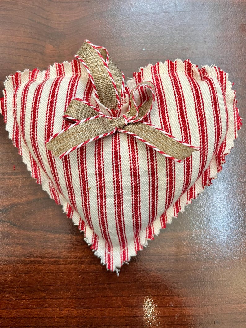 Handmade Fabric Heart: Striped Bowl Filler, Tabletop Decor, Valentine ...
