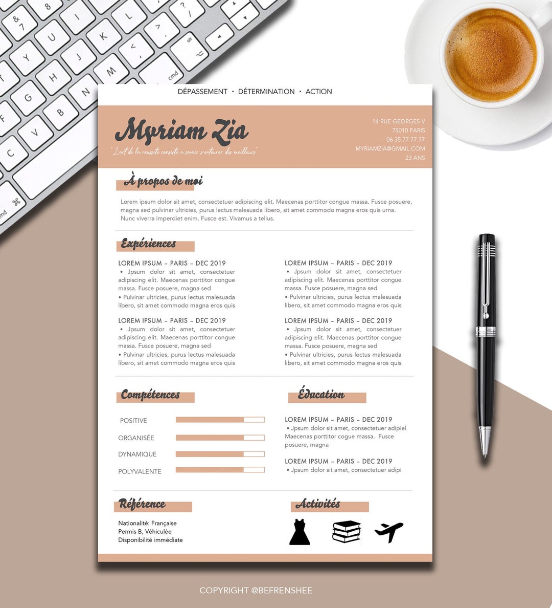 Model CV Template Word Easy France Simple CV Model Minimalist Cv en ...