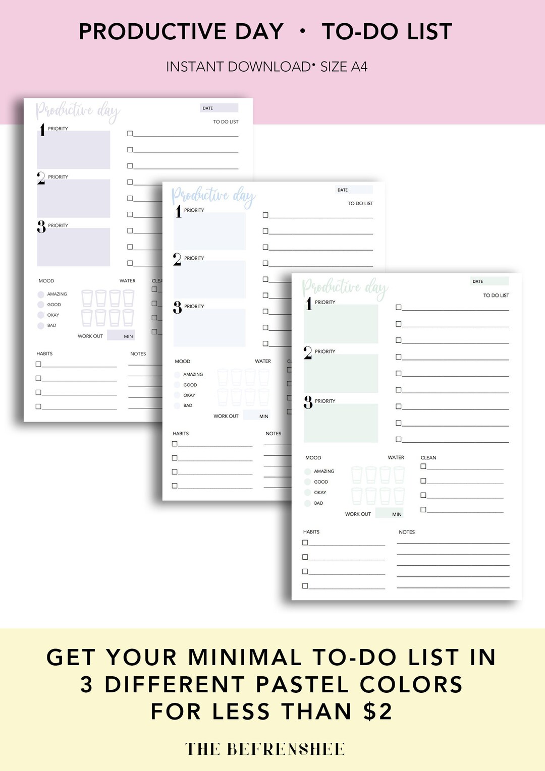 To Do List Printable Pastel Color Minimalist Daily to Do List - Etsy