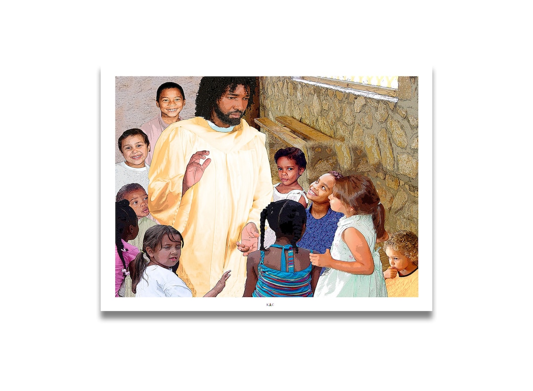 Jesus and the Children... Original Black Jesus Printable Artwork ...