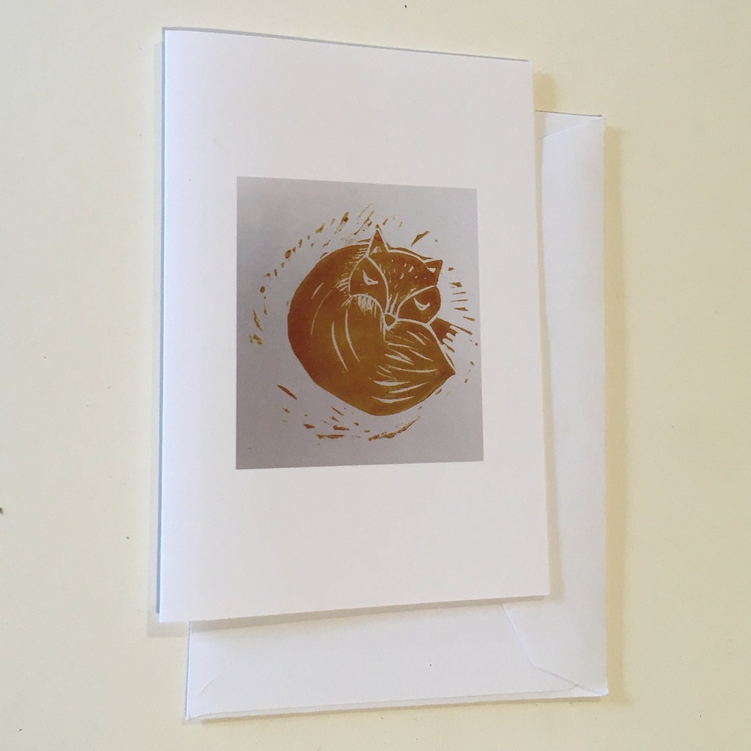 Fox Lino Card - Etsy New Zealand