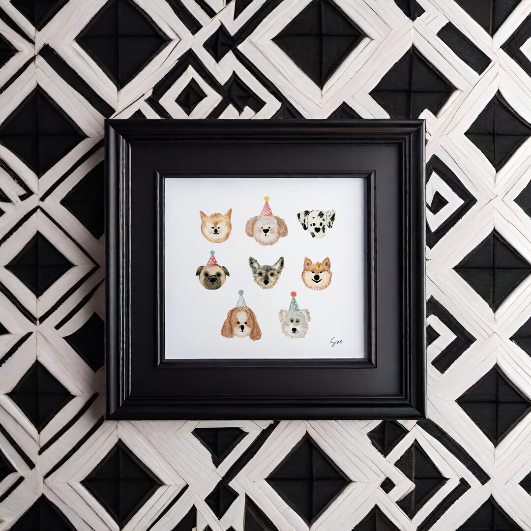 Vintage Dog Portrait Prints 8 Different Dogs Printable Dog Illustration ...
