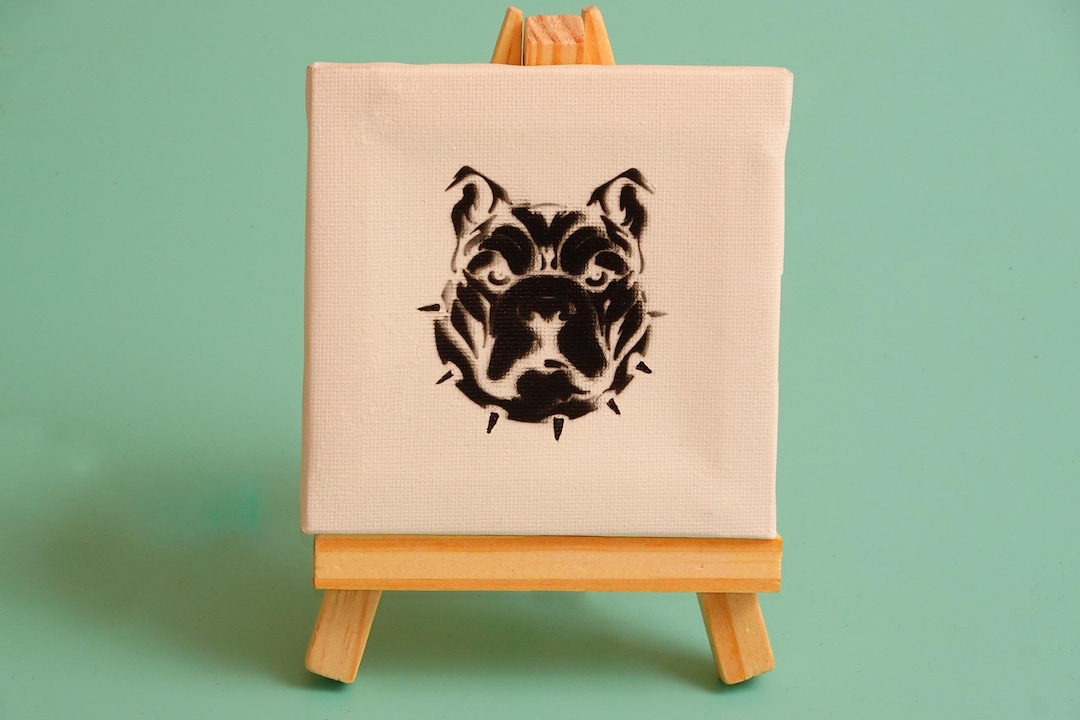 American Bully Canvas Portrait With Wooden Easel - Etsy
