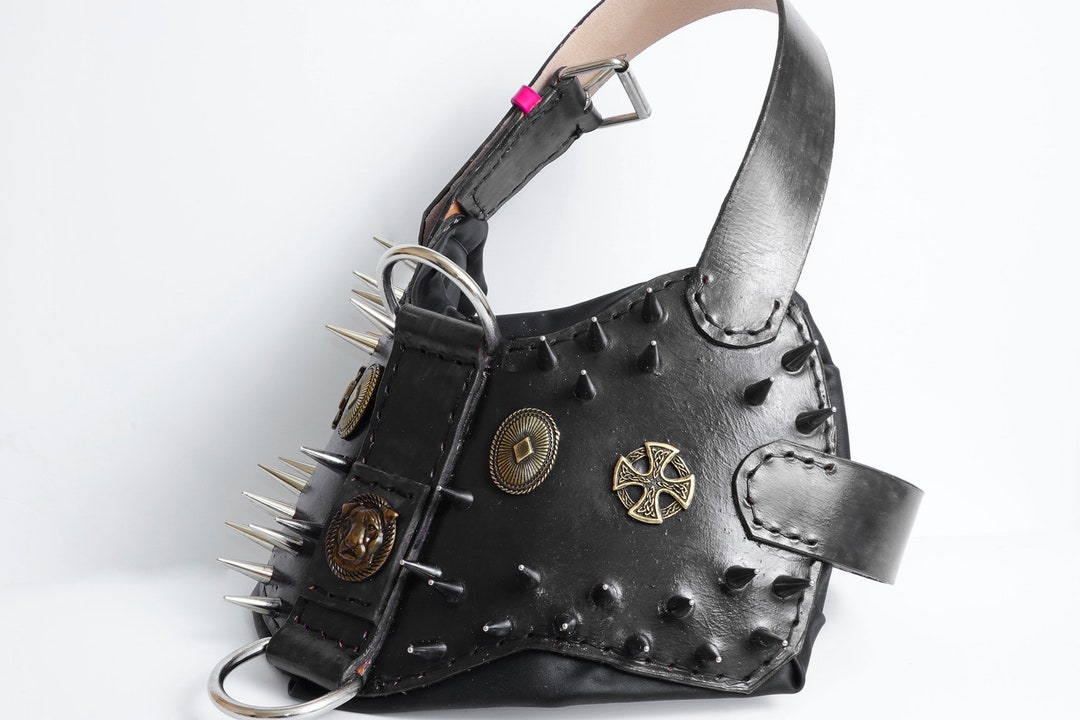 Spiked Leather Dog Harness Collar Set: Bully Armor, Hand-sewn - Etsy