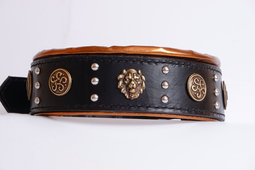 English Mastiff Collar, Leather Dog Collar Black and Copper, Cane Corso ...