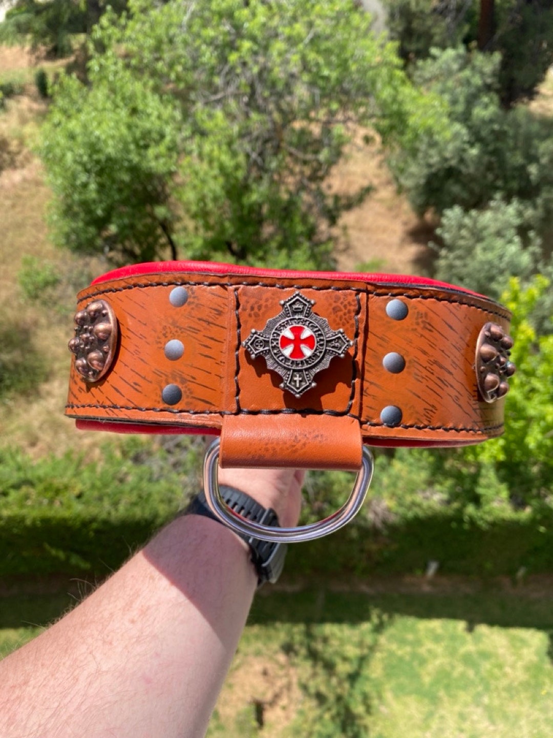 Vintage Medieval Leather Dog Collar Wood Pattern, Armor Dog Collar ...