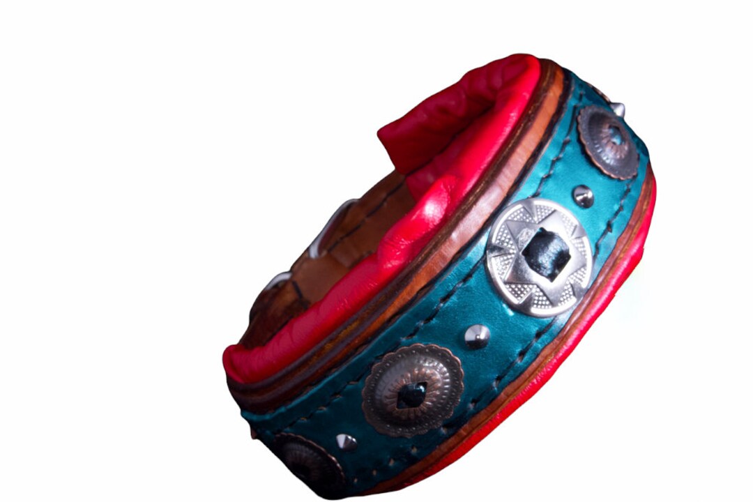 Jack Russell Collar , Turquoise Leather Dog Collar , Terrier Collar ...