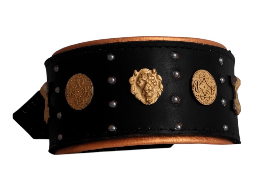 Handmade Celtic Black Leather Dog Collar Extra Wide for Big Mastiff ...