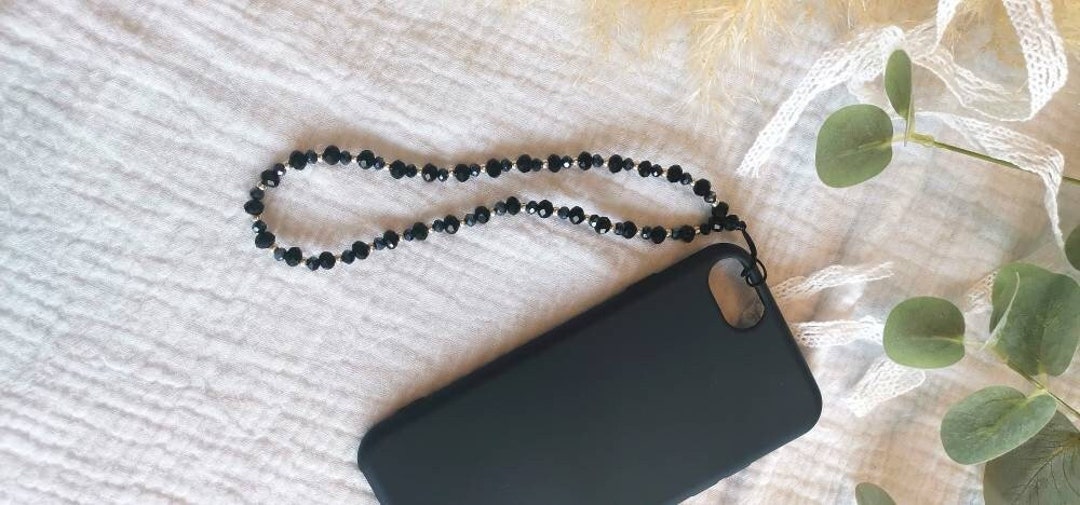Telephone Jewelry in Black Glass Crystal Beads, Telephone Grigri ...