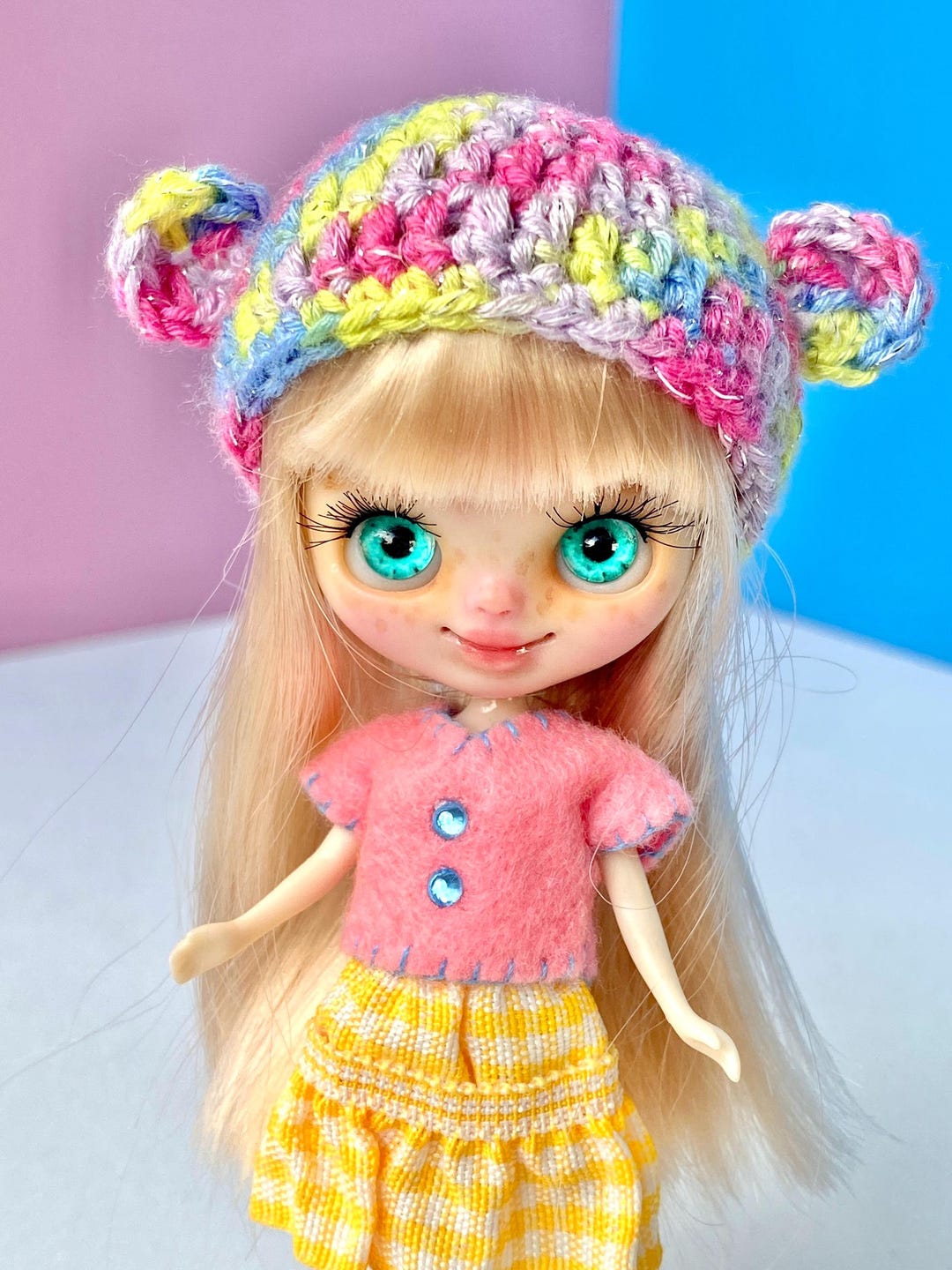 Custom Petite Blythe Doll, Art Doll, Mini Blythe Ooak Doll With Hat ...