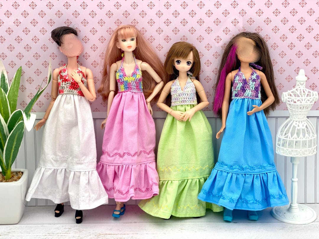 Long Halter Neck Backless Summer Dress for Petite Body Type Dolls ...