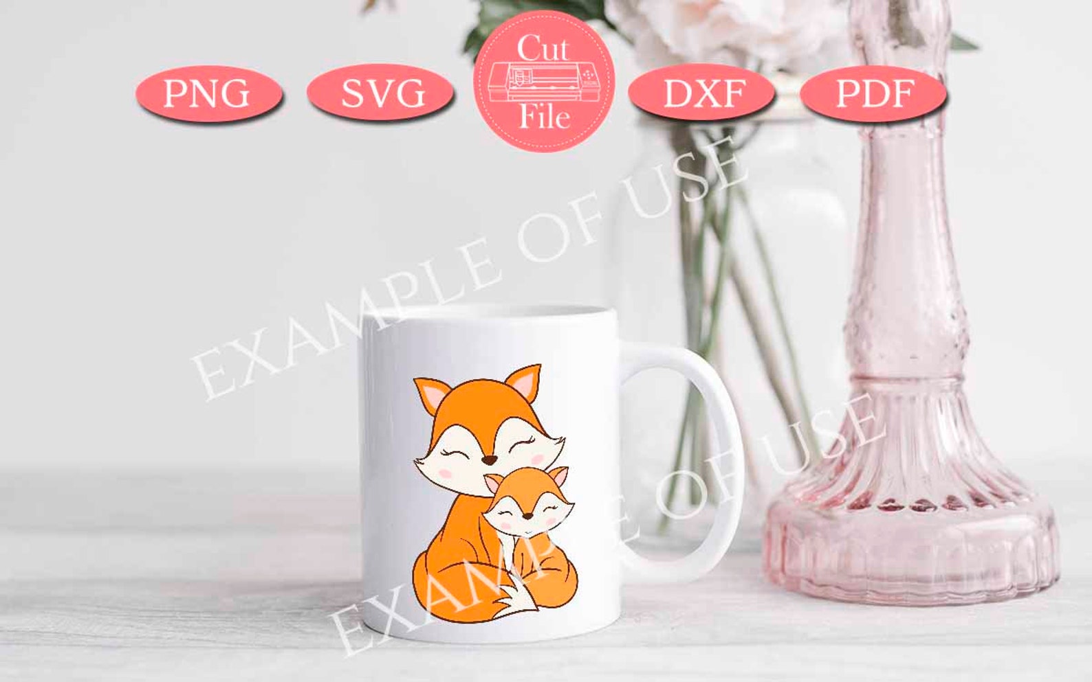 Sticker Fox Mom and Baby Cut and Print File SVG, DXF, PNG, Pdf - Etsy