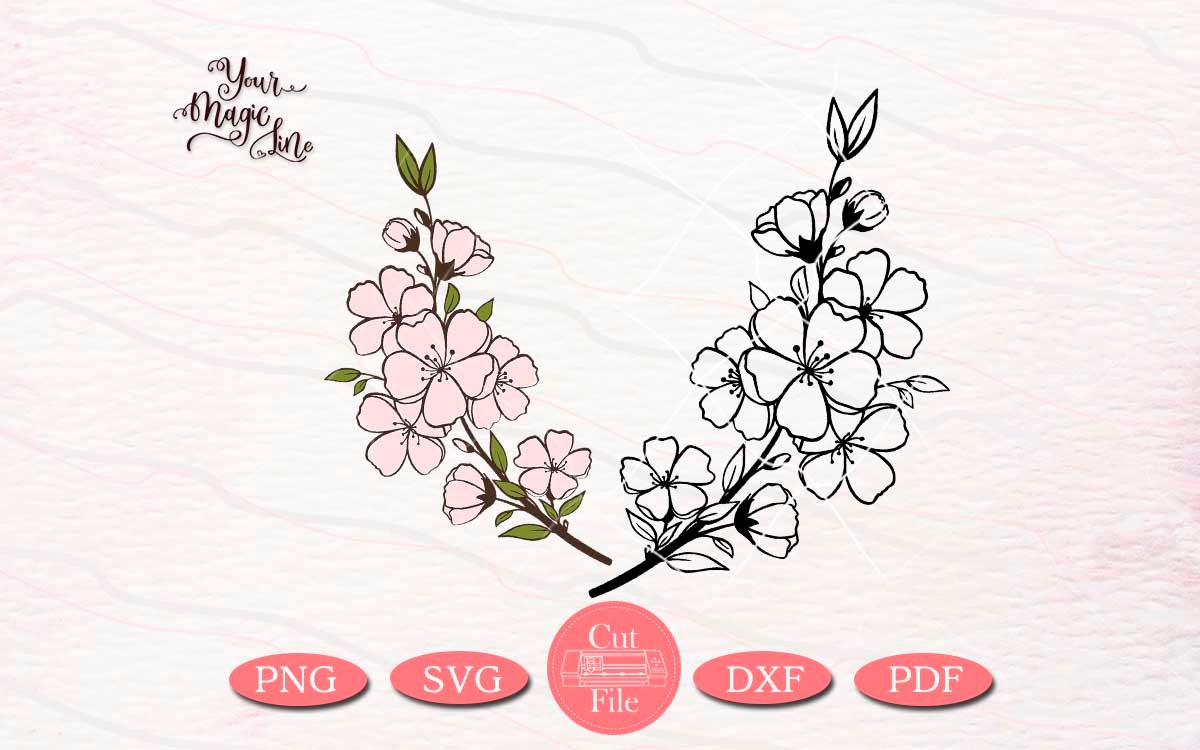 Sakura Flower Cut and Print File SVG DXF PNG Pdf - Etsy UK