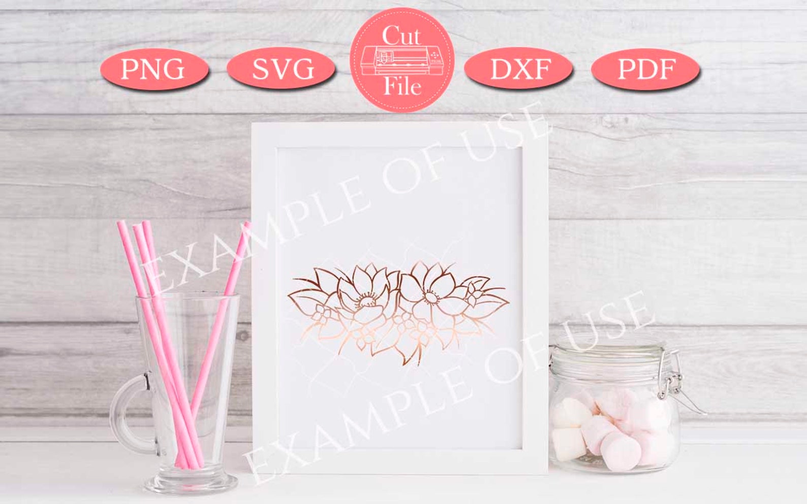 Flower SVG Floral SVG Line Drawing SVG Silhouette & Cricut - Etsy