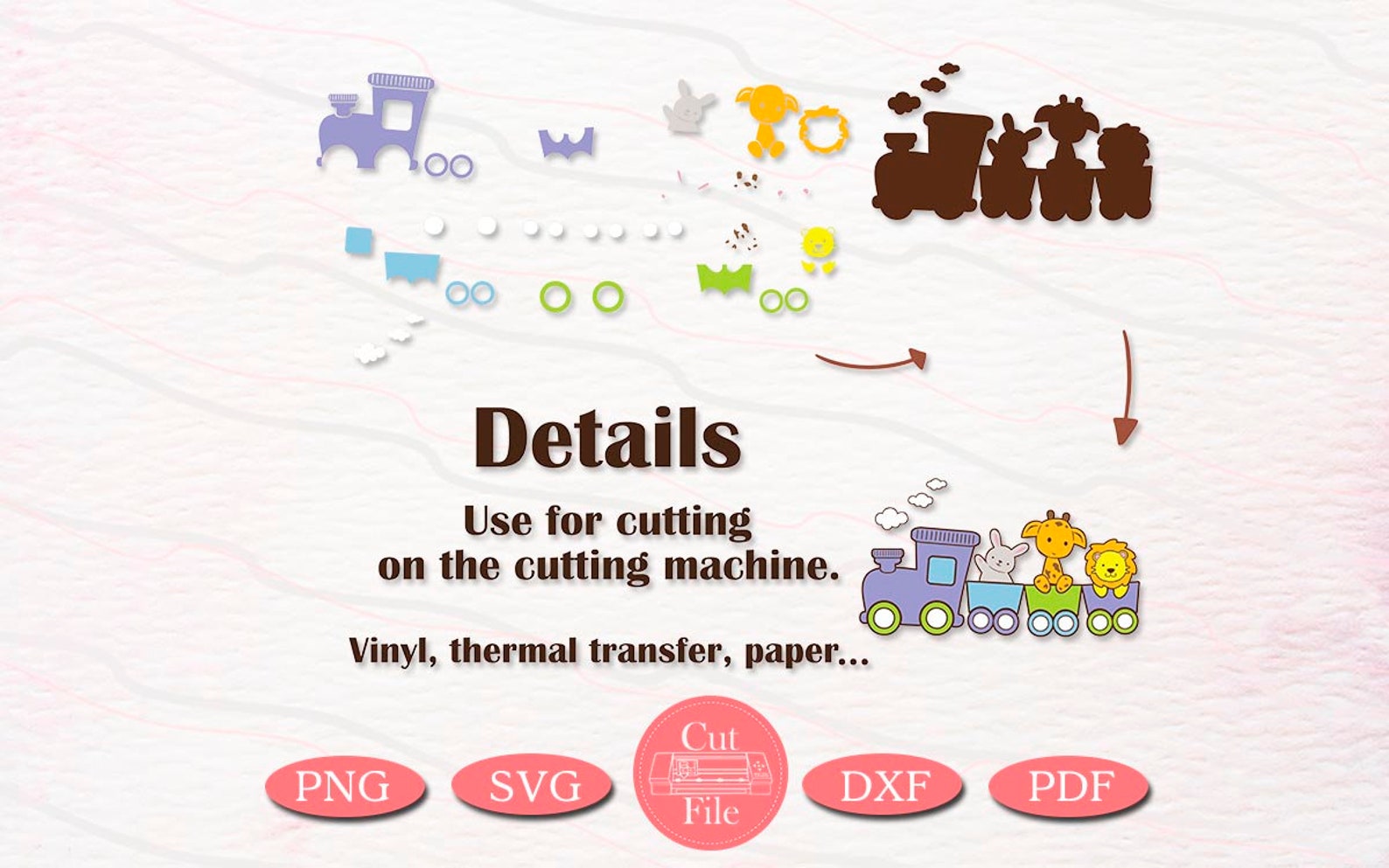 Train With Animals Cut and Print File SVG DXF PNG Pdf - Etsy