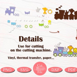 Train With Animals Cut and Print File SVG DXF PNG Pdf - Etsy