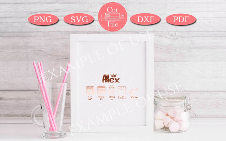 Birth Stats Baby SVG: Newborn Announcement Cut Files (digital Download ...