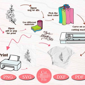 Sakura Flower Cut and Print File SVG, DXF, PNG, Pdf - Etsy