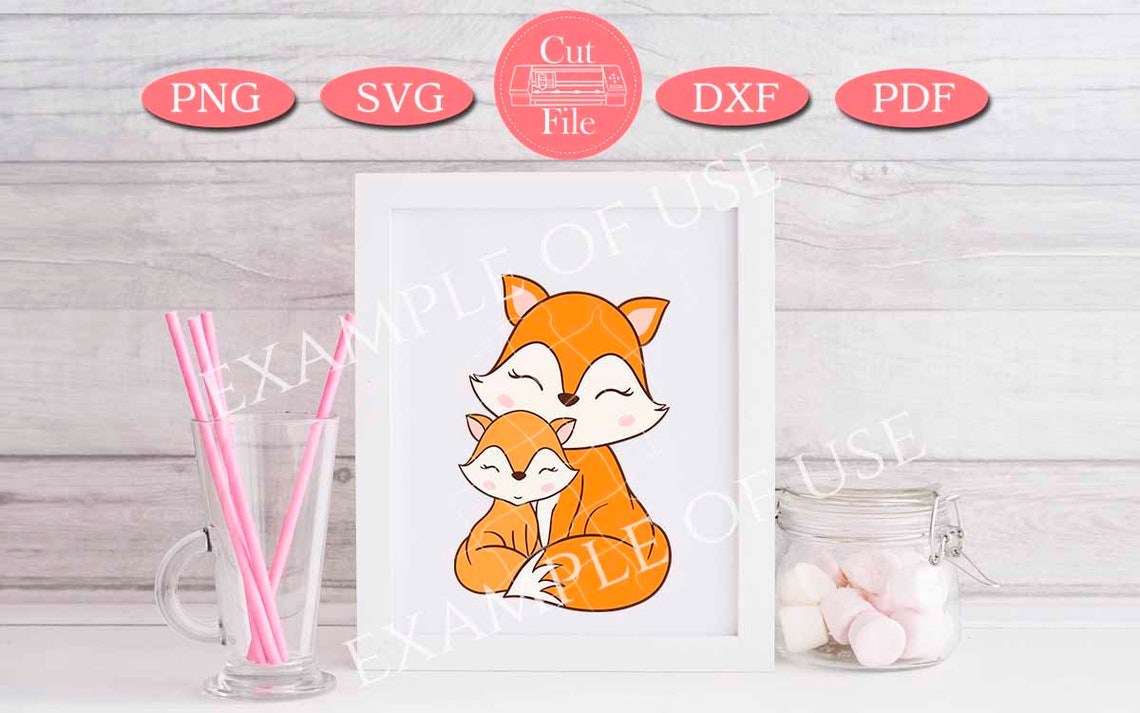 Sticker Fox Mom and Baby Cut and Print File SVG DXF PNG Pdf | Etsy
