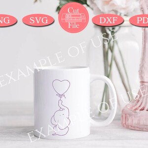 Baby Elephan With Heart Cut File SVG, DXF or Print PDF and Clipart Png ...