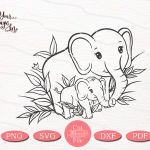 Sticker Baby Elephant Mom With Baby Cut File SVG DXF or Print - Etsy