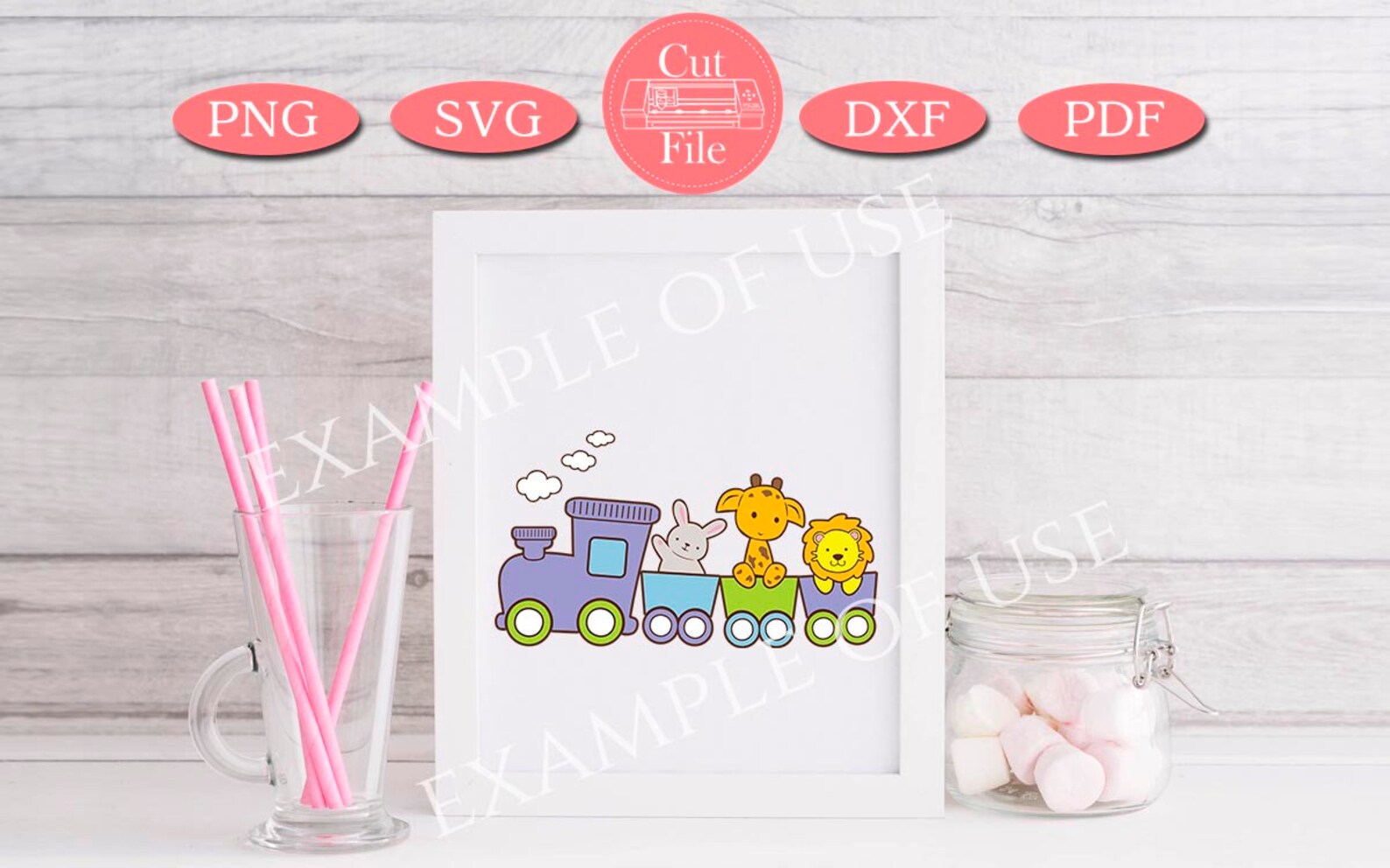 Train With Animals Cut and Print File SVG DXF PNG Pdf - Etsy