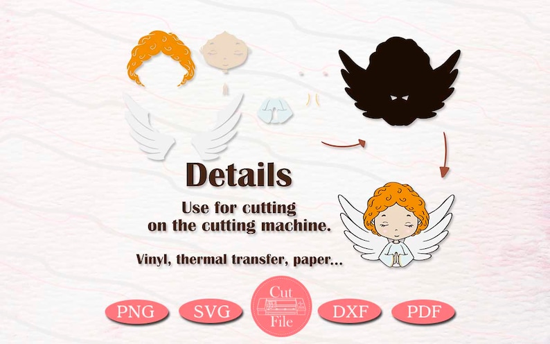 Sticker Little Angel Cut File SVG DXF PNG - Etsy