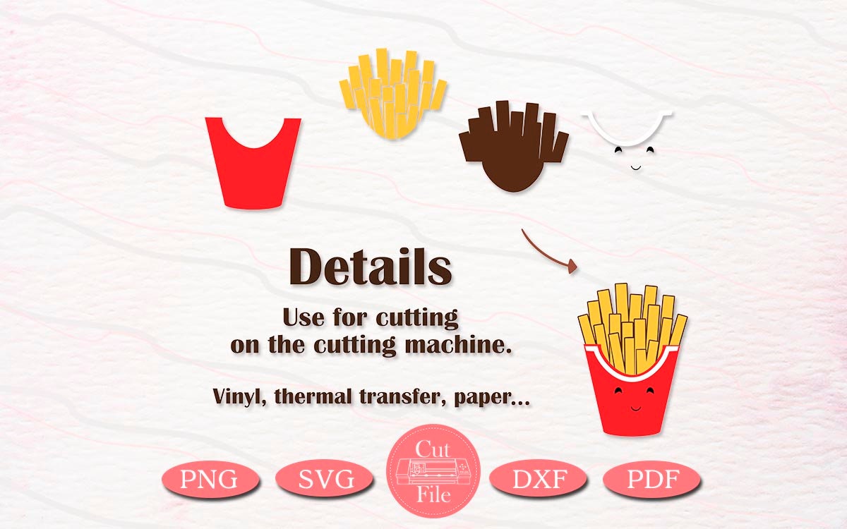 French Fries Cut and Print File SVG, DXF, PNG, Pdf - Etsy