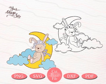 Easter Bunny With Egg Cut and Print File SVG DXF PNG Pdf | Etsy