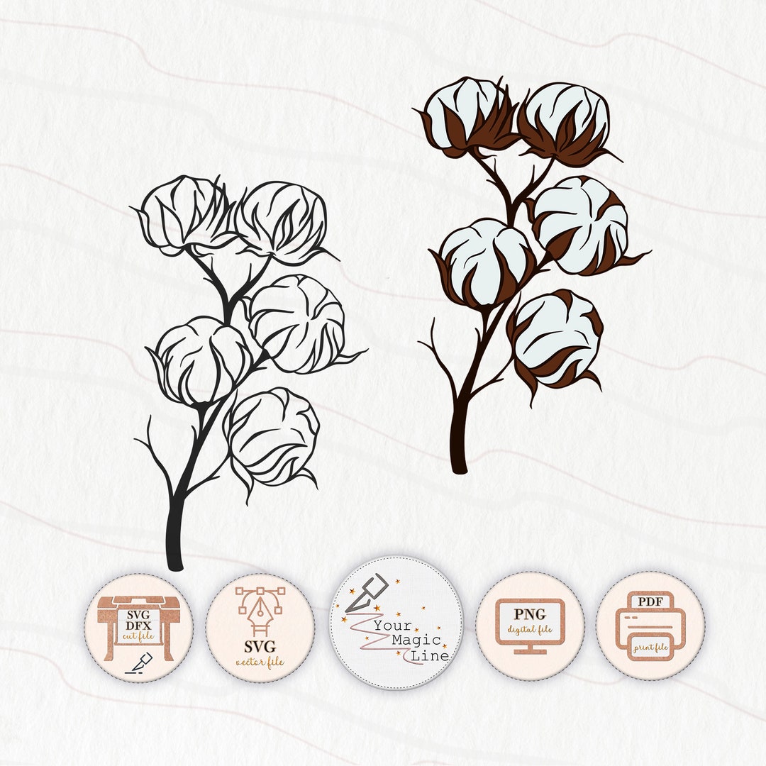 Cotton Branch Cut File SVG, DXF, PNG, Pdf - Etsy