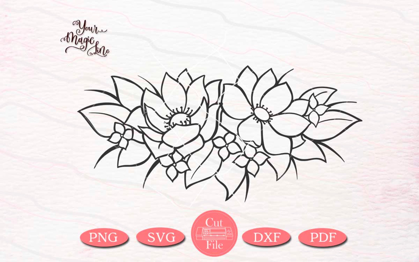 Flower SVG Floral SVG Line Drawing SVG Silhouette & Cricut - Etsy