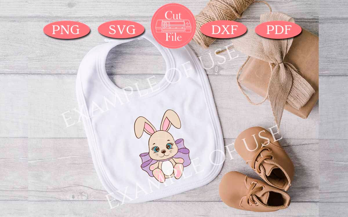 Bunny With Big Bow Cut and Print File SVG DXF PNG Pdf - Etsy